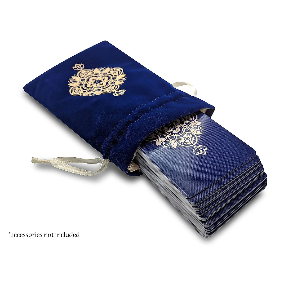 Miriyan Spiritual Mandala Tarot & Dice Bag I Velvet & Satin Drawstring Pouch Ideal Size for Tarot & Oracle Cards, DND, D&D, Dungeons and Dragons Accessories, Runes & Jewelry I Travel Gift Bag (Blue)