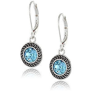 Napier Women's Color Declaration, Silver Tone Aqua Crystal Glass Leverback Drop Earrings
