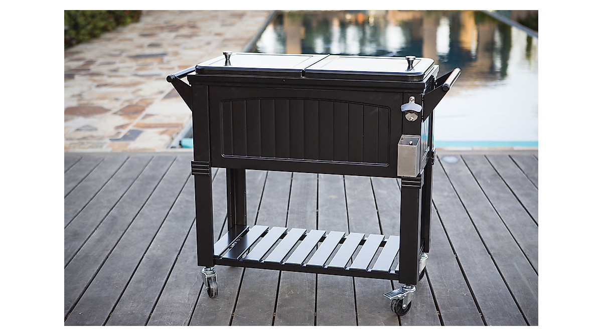 Permasteel 80 Quart Rolling Patio Cooler - Antique Black