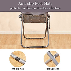 Yfybed Lazy Chair with Ottoman, Foldable Modern Lounge Chair with Footrest & Armrest, Reclining Leisure Sofa Armchair Cozy Reading Chair for Bedroom/Office/Hosting/Living Room/Dorm Rooms/Garden, Grey