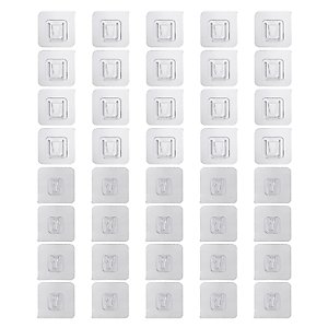 Sscon 40Pcs Double Sided Hooks Transparent Self Adhesive Wall Hooks Strong Storage Hooks for Bathroom Kitchen