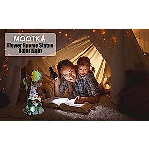 MOOTKA Garden Gnome & Books Statue Garden Gnomes with Solar Light Outdoor, Garden Gnome Statues Solar Powered Light Home Decor, Gifts for Mother's Day for Home Yard Outside Patio Lawn (Green)