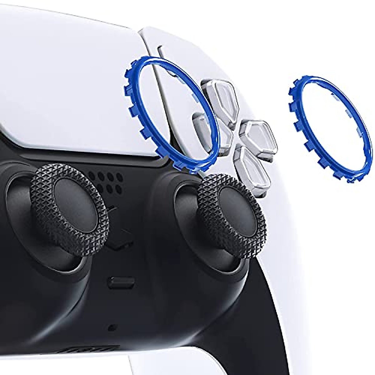 Yaner Glossy Replacement Accessories Accent Rings for DualSense 5 PS5 Controller - Controller NOT Included(Blue）
