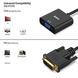 Active DVI-D to VGA Adapter, Benfei DVI-D 24+1 to VGA Male to Female Adapter