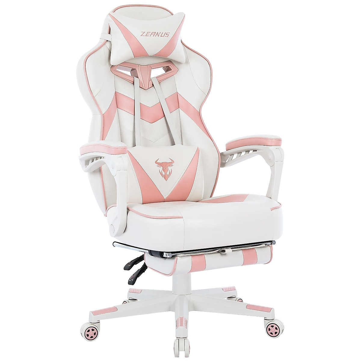 Zeanus Gaming Chair Pink Game Chair for Girls High Back Gaming Chairs for Adults Reclining Computer Chair with Footrest Ergonomic Gamer Computer Chair with Massage Gaming Chair for Women