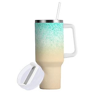 40 Oz Fall Insulated Tumbler with Straw and Handle, Beach Starfish Leak Proof Tumbler