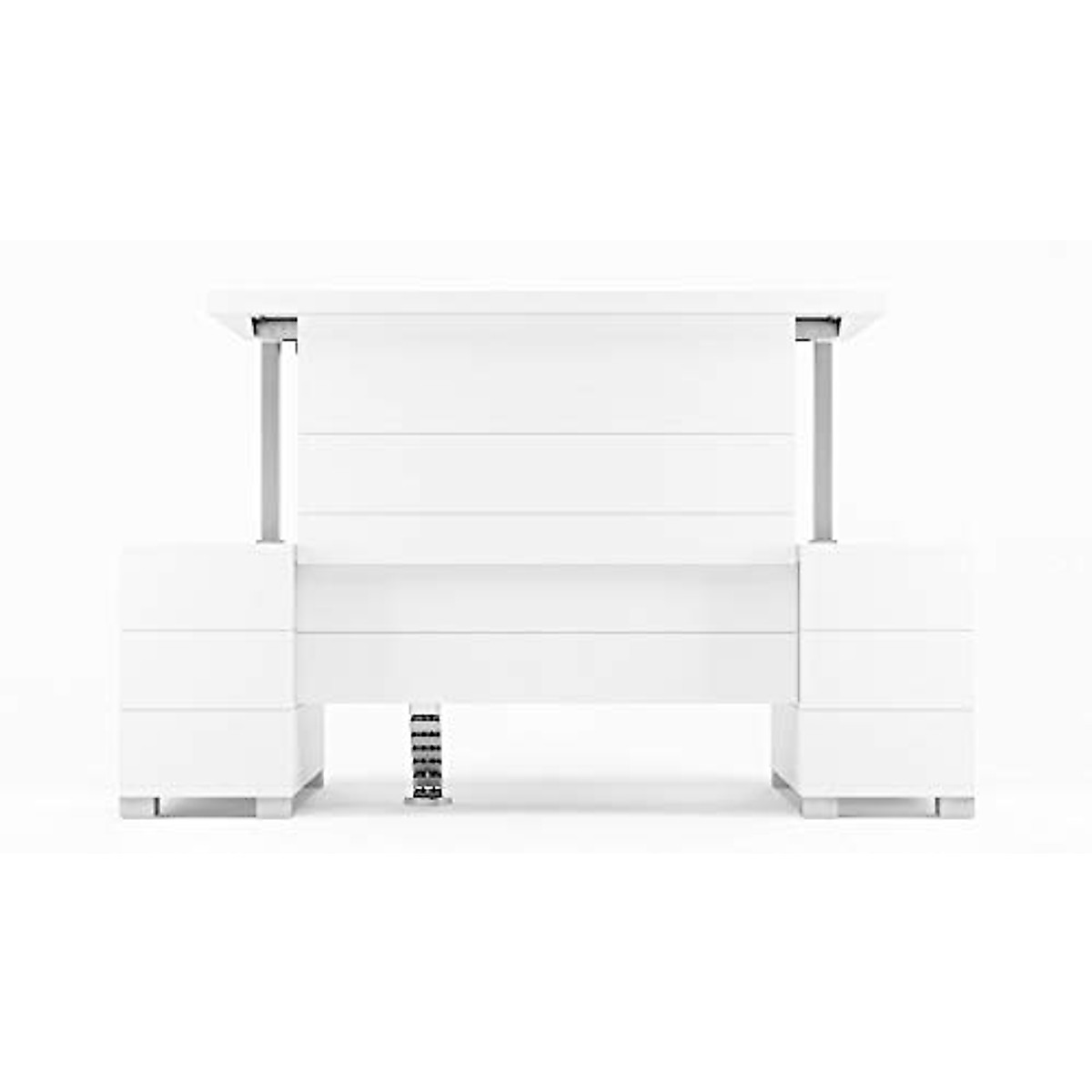 ZURI Furniture Ford Executive Modern Adjustable Height Desk with Filing Cabinets - White