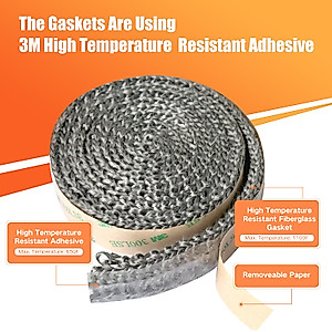 Protalwell Self Adhesive Stove Window Glass Gasket Tape, 1" Width 216" Length, Flat Stove Door Glass Gasket, Self Stick Flat Gasket Tape for Stove and Fireplace Window Glass