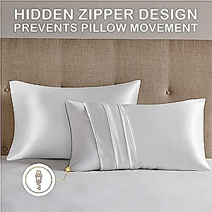 Hyde Lane 25 Momme 100% Pure Mulberry Silk Pillowcase for Hair and Skin with Hidden Zipper, Both Side Grade 6A Silk, Luxury Smooth and Soft,Real Silk Pillow Case, 1pc Standard 20''x26'',White