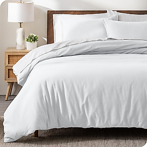 Bare Home Flannel Duvet Cover Set - Twin/Twin Extra Long - 100% Cotton, Velvety Soft Heavyweight Premium Flannel, Double Brushed - Includes Sham Pillow Covers (Twin/Twin XL, White)
