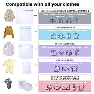 Set of 8 Mesh Laundry Bags Travel Storage Bag, Clothing Washing Bags for Laundry, Blouse, Bra, Hosiery, Stocking, Underwear, Lingerie Seamei