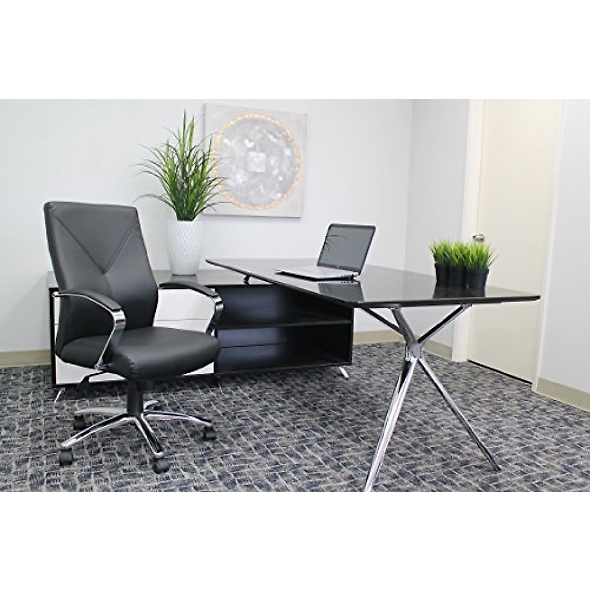 Boss Office Products LeatherPlus Executive Chair in Black