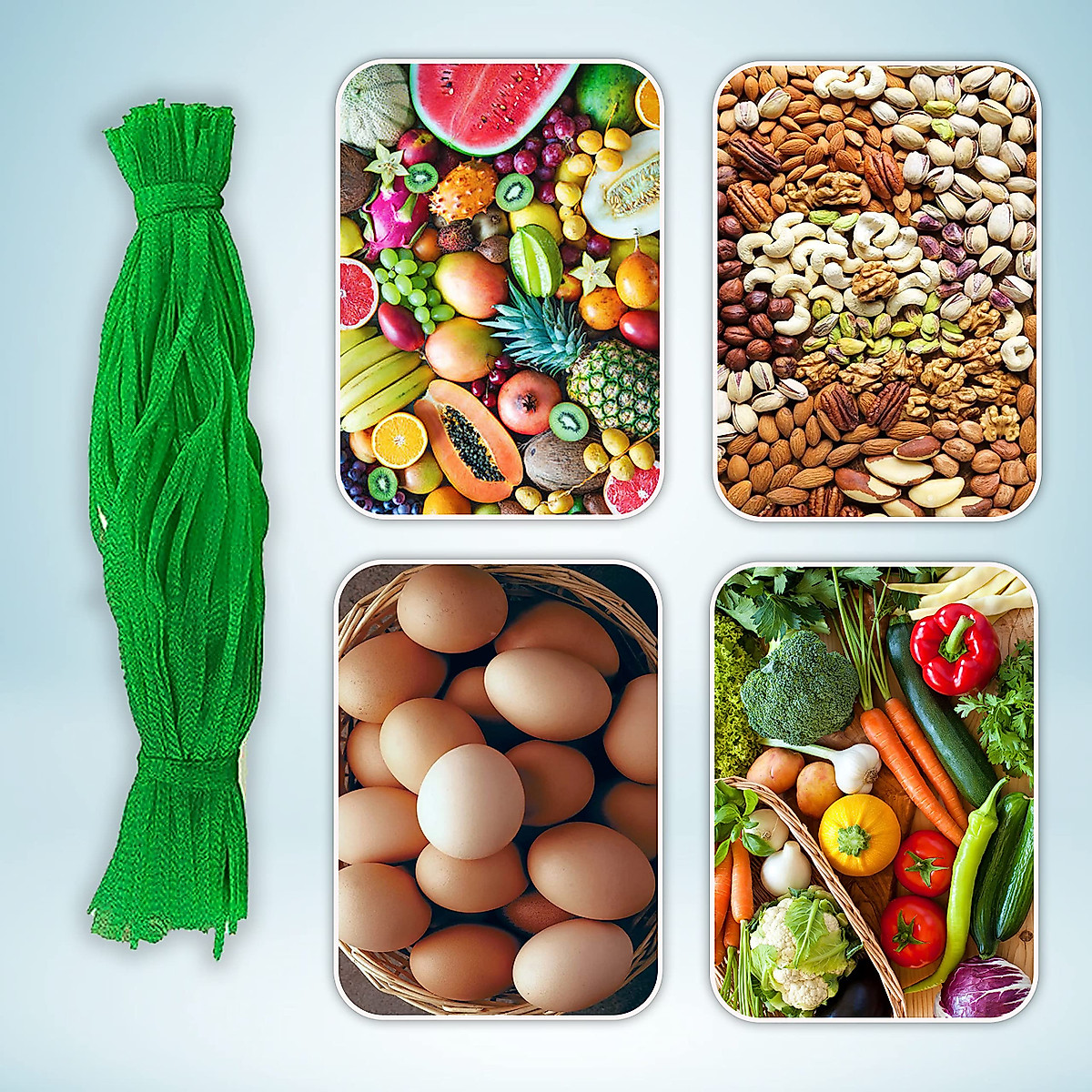 Simond Store 15" Green Reusable 200 Poly Mesh Net Bags Produce Grocery Fruit Vegetable Storage