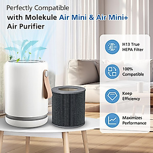 Air Mini PECO-HEPA Replacement Filters Compatible with Molekule Tri-Power Air Mini & Molekule Air Mini+ Air Purifiers, 3 in 1 High-Efficiency Filtration System with Activated Carbon, 2 Pack