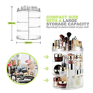 AMEITECH Makeup Organizer, 360 Degree Rotating Adjustable Cosmetic Storage Display Case with 8 Layers Large Capacity, Fits Jewelry, Makeup Brushes, Lipsticks and More, Clear Transparent