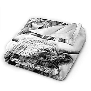 SARA NELL Highland Cow Blanket,Portrait of Cow Pattern Flannel Fleece Throw Blanket,Highlander Animal Scotland Scottish Horns Bull Cattle Warm Cozy Throw for All Seasons for Couch Bed Sofa 50''X40''