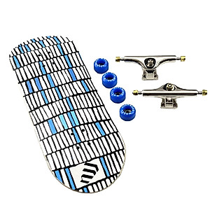 NOAHWOOD PRO Fingerboards Finger Skateboards(NW11s Kickflip Deck 97mmx34mm 5-Layer Colour Maple Wooden Handmade)+((Update 34.5mm ARK-i Trucks)+(NW iii Logo Handmade Wheels) (Noahwood vii)