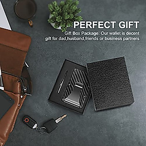 REGC Slim Wallet for Men, Metal Money Clip Wallet, RFID Blocking Minimalist Wallet, Pocket Cash Credit Card Holder for Men (Old Elastic, Carbon Fiber)