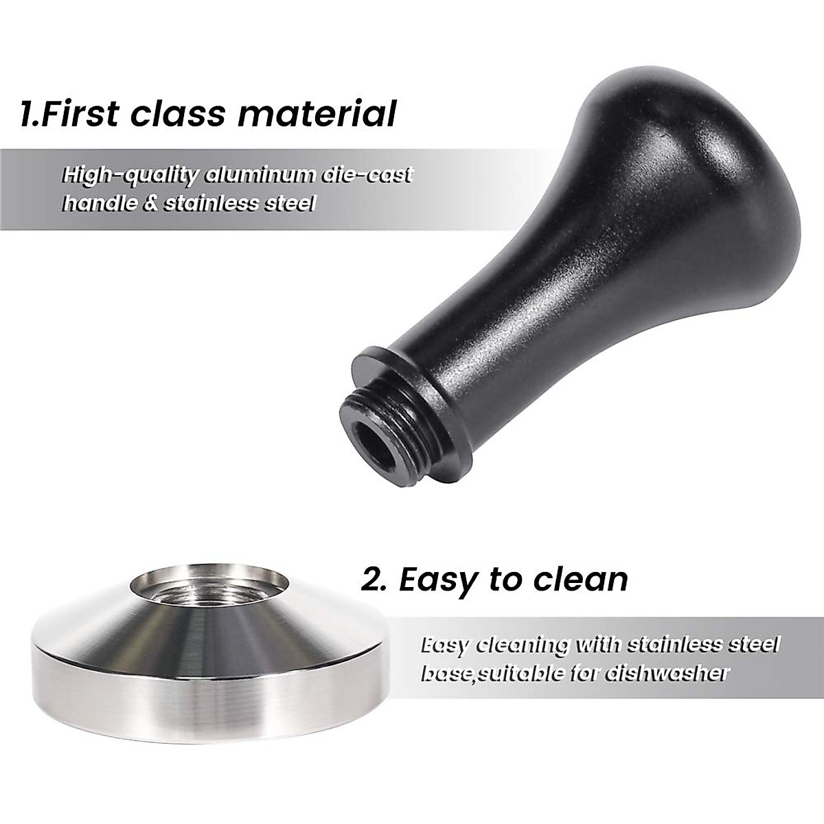 Etime 51mm Coffee Tamper Calibrated Tamper Coffee Press Tool Tamper Espresso Tamper with 100% Stainless Steel Base & Die-cast Aluminum Handle Pressure Flat Base Tampers