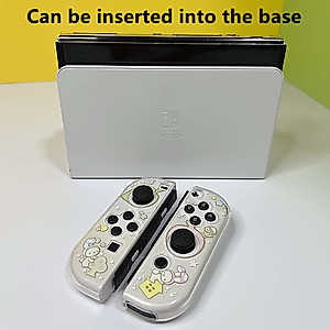 ENFILY Cute Case Compatible with Nintendo Switch OLED 2021, Animal Party Dockable Case Cover, Ergonomic Soft TPU Grip Case for Joycon, Sparkle Skin Set