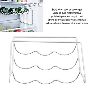 KWQBHW Fridge Wine Rack Water Bottle Holder Refrigerator Bottle Rack Hanging Drink Bottles Shelf Metal Wine Storage Organizer for Kitchen Holds 3 Bottles