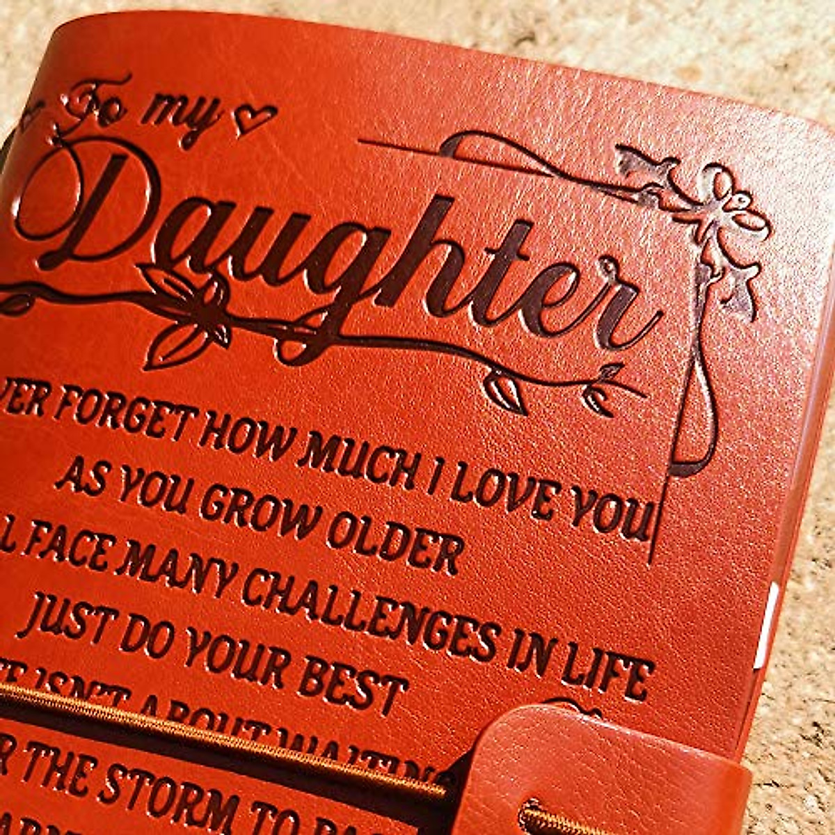 To My Daughter Leather Journal from Mom - Just Do Your Best - 7.88"x4.7"Embossed Vintage Refillable Writing Journal for Christmas,Birthdays (From Mom to Daughter)