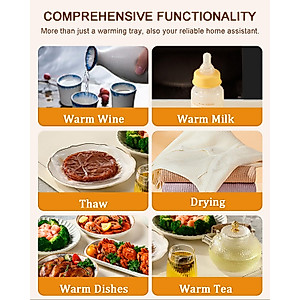 Electric Warming Tray, Warming Mat for Food with 8 Temperature Settings and Timing, Raised Feet Protects Table, Portable Food Warmer for Buffets Party, Gathering, Daily Use