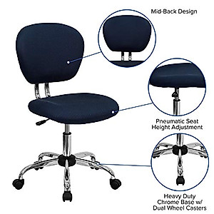 Flash Furniture Beverly Mid-Back Navy Mesh Padded Swivel Task Office Chair with Chrome Base