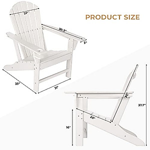 TLSUNNY Adirondack Chair, Outdoor Weather Resistant Fire Pit Campfire Chair, Oversized HDPE Resin Patio Chairs with Cup Holder, Easy Installation, for Garden, Backyard, Deck, Porch, Beach