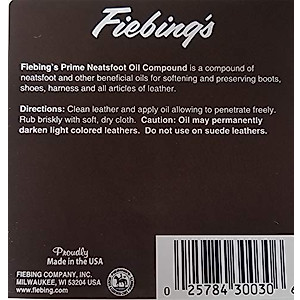 Fiebing’s Prime Neatsfoot Oil, 8 Oz. - Soften, Preserves and Waterproofs Leather