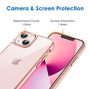 JETech Case for iPhone 13 Mini 5.4-Inch, Non-Yellowing Shockproof Phone Bumper Cover, Anti-Scratch Clear Back (Rose Gold)