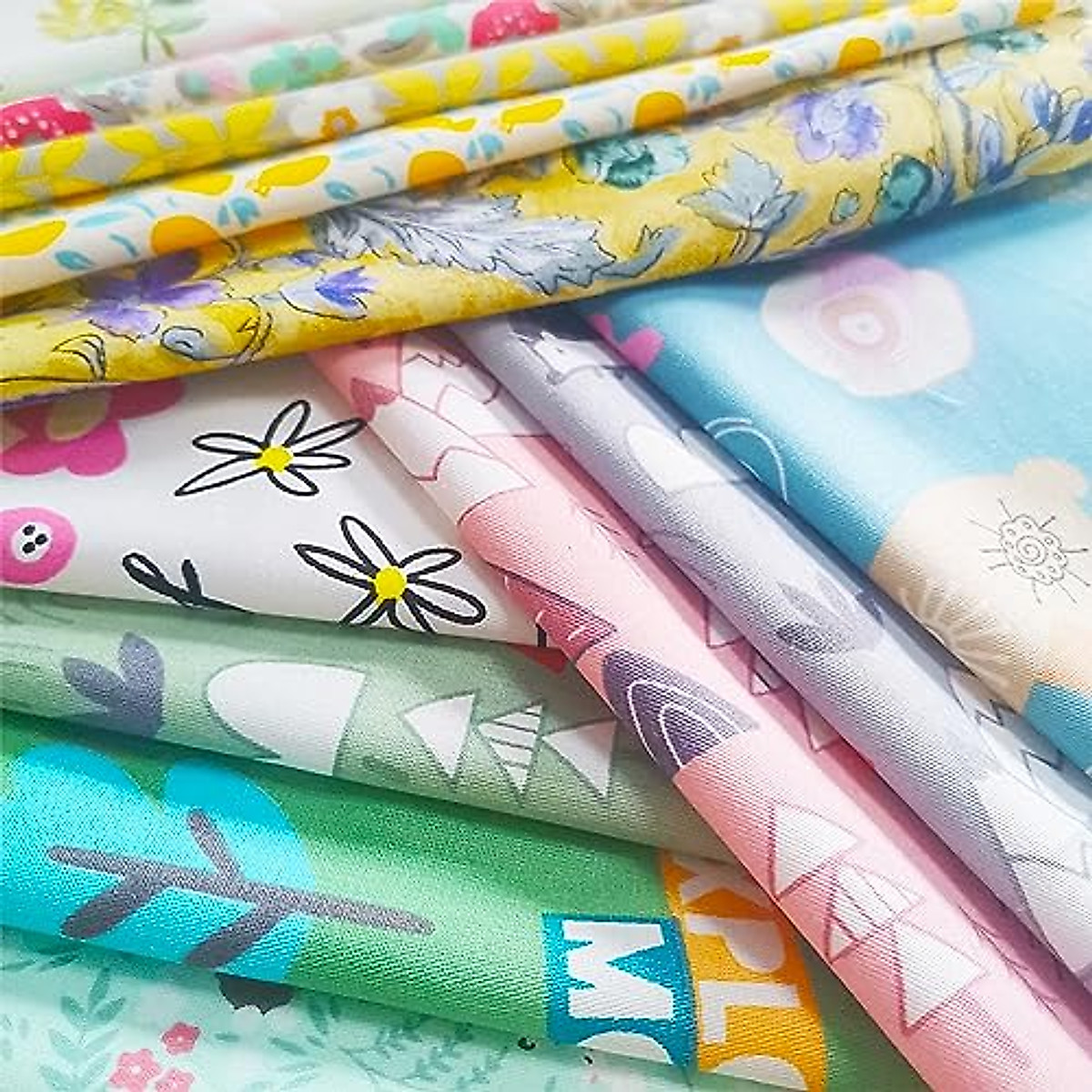 Quilting Fabric, QiMicody 56pcs 100% Cotton 9.8” x 9.8”(25cm x 25cm) Fat Quarters Fabric Bundles, Pre-Cut Squares Sheets for Patchwork Sewing Quilting Crafting, No Repeat Patterns