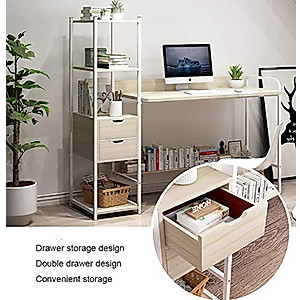 Computer Desk with 4 Tier Shelves,Writing Desk with Storage Bookshelf,Reversible Study Table with for Writing,Computer Games,Home,Office