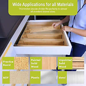 Homemaid Living Bamboo Drawer Dividers, Adjustable & Expandable Kitchen Drawer Organizer, Ideal for Silverware Drawer Organizer, Dresser Drawer Organizer or Bedroom and Bathroom Drawer Organizer