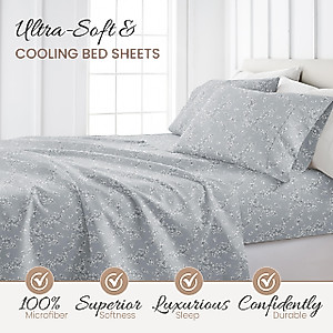 Linen Market 4 Piece Full Bedding Sheet Set (Light Gray Vine) - Sleep Better Than Ever with These Ultra-Soft & Cooling Bed Sheets for Your Full Size Bed - Deep Pocket Fits 16" Mattress