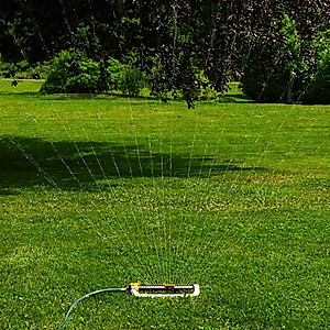 Melnor 65154AMZ XT Turbo Oscillating Sprinkler, Metal Base, 4,500 sq. ft., Quick Connect Bundle, 3-Way Adjustable, Black, Yellow