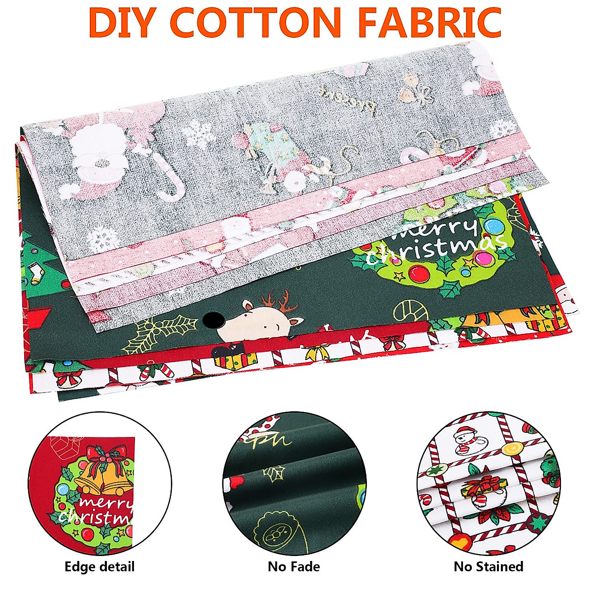 Tatuo 30 Pieces Christmas Cotton Fabric Square 10 x 10 Inch Printed Precut Floral Fabric Bundle Patchwork Fabric Scrap Christmas Material for Christmas DIY Craft Sewing Quilting