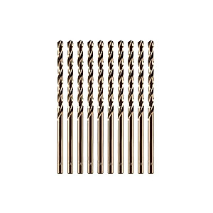 amoolo 1/8" inch Cobalt Drill Bits(10Pcs), M35 HSS Metal Jobber Length Twist Drill Bit Set for Hard Metal, Stainless Steel