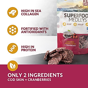 Wild Eats Cod Skins Dog Treat Superfood Medallions 3oz - Only Cod & Cranberry, Urinary Tract for Dogs Health Support