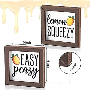 2 Pieces Easy Peasy Lemon Squeezy Kitchen Decor Sign Home Garage Bar Club Hotel Wall Decor Signs 6 x 6 Inch Garden Lemon Decor