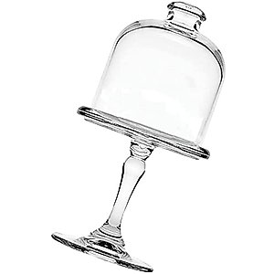 Mini Cake Stand Glass Mini Cupcake Display Plate with Dome Cover Pedestal Dessert Stand Holder for Wedding Birthday Party Supplies (Plain)