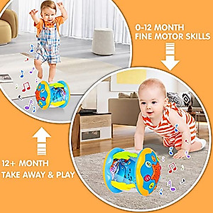Baby Toys 6 to 12 Months 4 in 1 Baby Musical Ocean Rotating Toys Light Up Infant Toys 3-6 9 12-18 Month Babies Toddlers 1 2 3 Year Old Boy Girl Baby Gifts Toys for Ages 0-2
