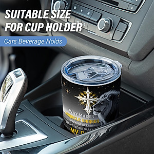 Equoza Christian Tumbler Gifts for Men, Christian Faith Tumbler Set with Straw, 20 oz Stainless Steel Travel Mug, Lion Cross Design（Pack of 1）