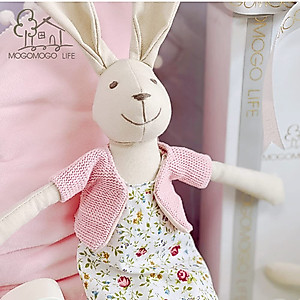 GRANDFINE Luxury Dressed Bunny Girl Stuffed Toys, Lovely Handmade Rabbit Cloth Doll with Flowery Dress,Fresh Valentine's Gift,Little Girl Day Play time Dolly 13''