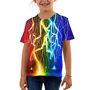 Asylvain Boys Girls Colorful Shirts Unisex Kids Tee Shirt 3D Print Cool Design Graphic Funny Tops T-Shirts Size 8-10 Years
