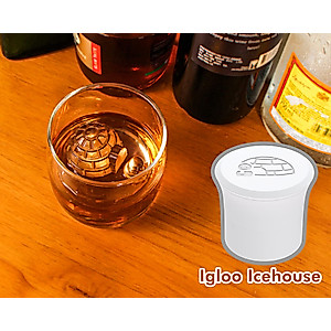 Webake Silicone Individual Ice Mold, 3D Polar Bear Ice Mold Igloo Icehouse Fun Ice Cube Molds with Lid, 4 Pack Round Ice Ball Molds for Whiskey, Cocktails and Juice Beverages