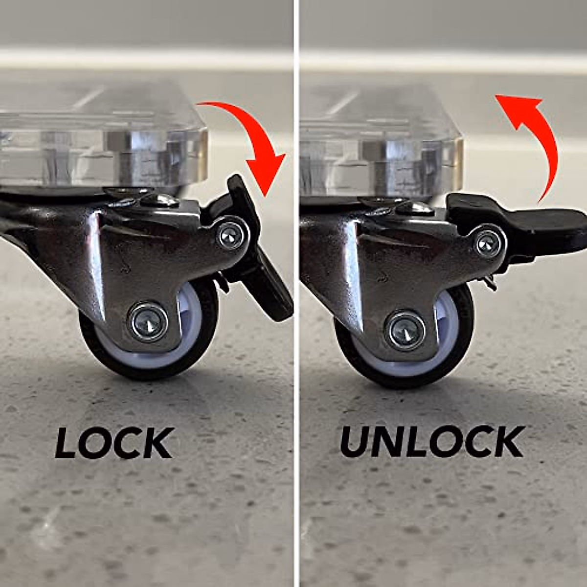 Rekerown 10"x14" Heavy Duty Acrylic Plant Stand with Wheels, Square Plexiglass Plant Caddy on Wheels - Outdoor Flower Pot Rack on Rollers - Indoor Dolly Holder Rolling Tray Coaster, Transparent 1PC