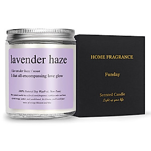 Candle with Lavender Scent -Birthday Gift/Party Decorations, Handcrafted, Long-Lasting 9oz Candle with Definition of Lavender