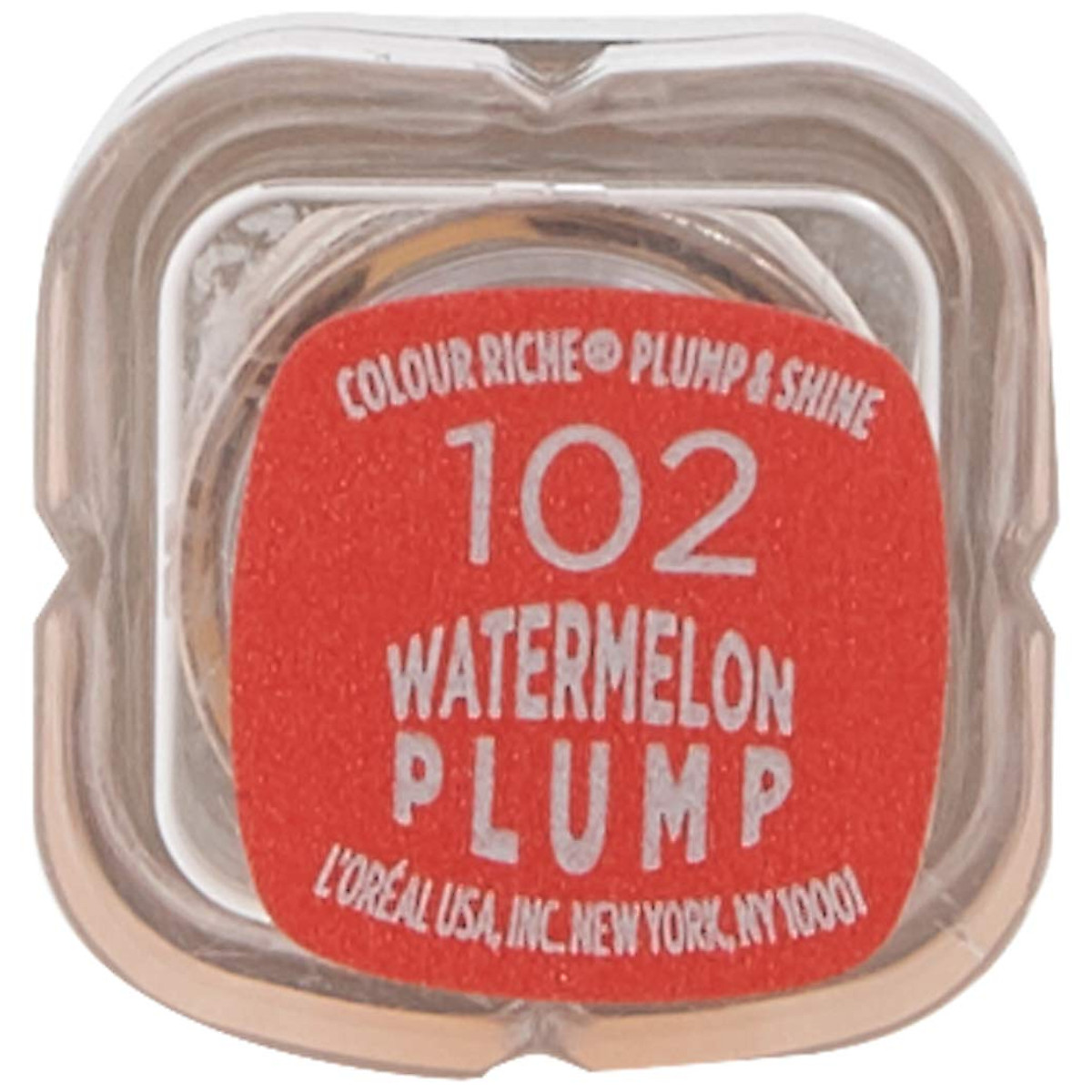 L'Oreal Paris Makeup Colour Riche Plump and Shine Lipstick, for Glossy, Radiant, Visibly Fuller Lips with an All-Day Moisturized Feel, Watermelon Plump, 0.1 oz.