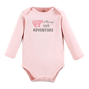 Touched by Nature Unisex Baby Organic Cotton Long-Sleeve Bodysuits, Girl Woodland, 9-12 Months